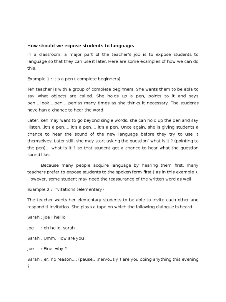 How Should We Expose Students To Language | PDF | Human Communication ...