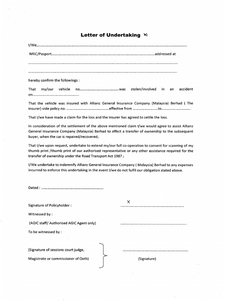 Letter Undertaking | PDF