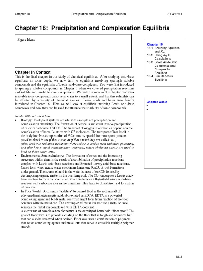 Chapter 18: Precipitation and Complexation Equilibria | PDF | Solubility | Chemical Equilibrium