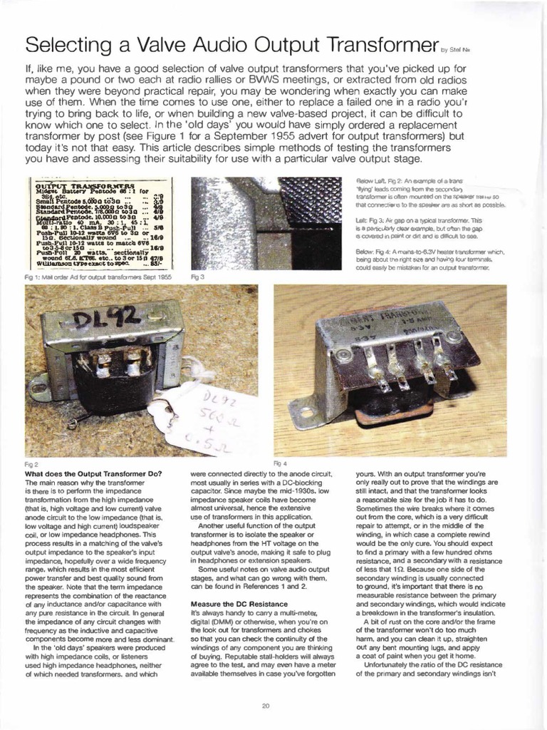 Selecting A Valve Audio Output Transformer | Download Free PDF ...
