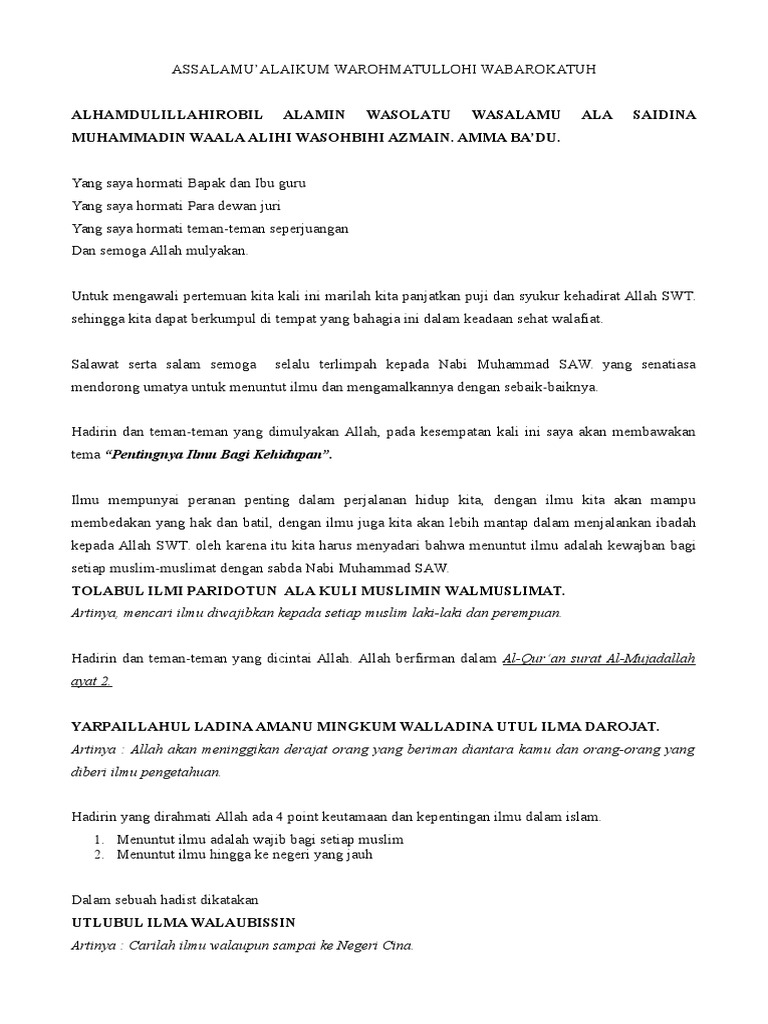 Teks Dacil Pentingnya Ilmu Bagi Kehidupan | PDF | Gaya Hidup