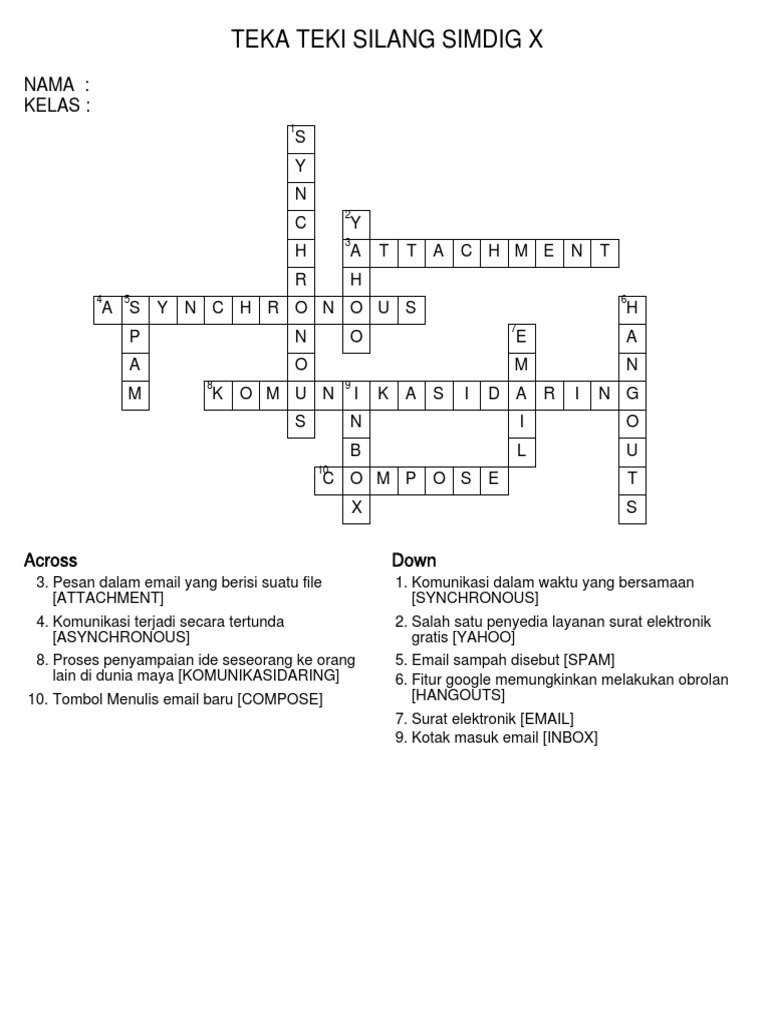 Teka Teki Silang Simdig X-Key | PDF