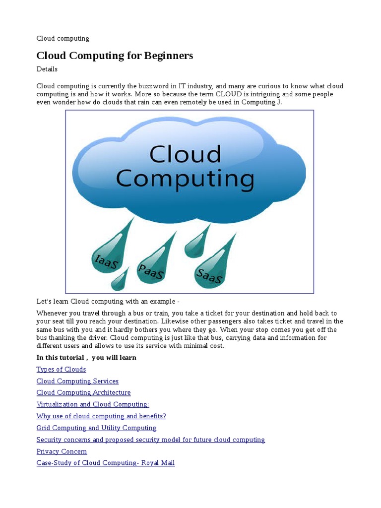 Cloud Computing For Beginners: in This Tutorial, You Will Learn | PDF ...