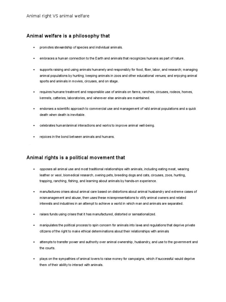 Animal rights vs welfare debate | PDF | Animal Welfare | Pet
