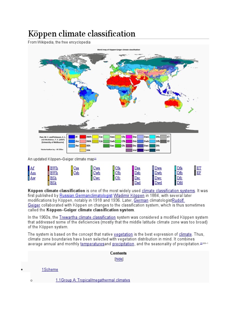 Overview of Köppen Climate Classification | PDF | Oceanic Climate | Climate