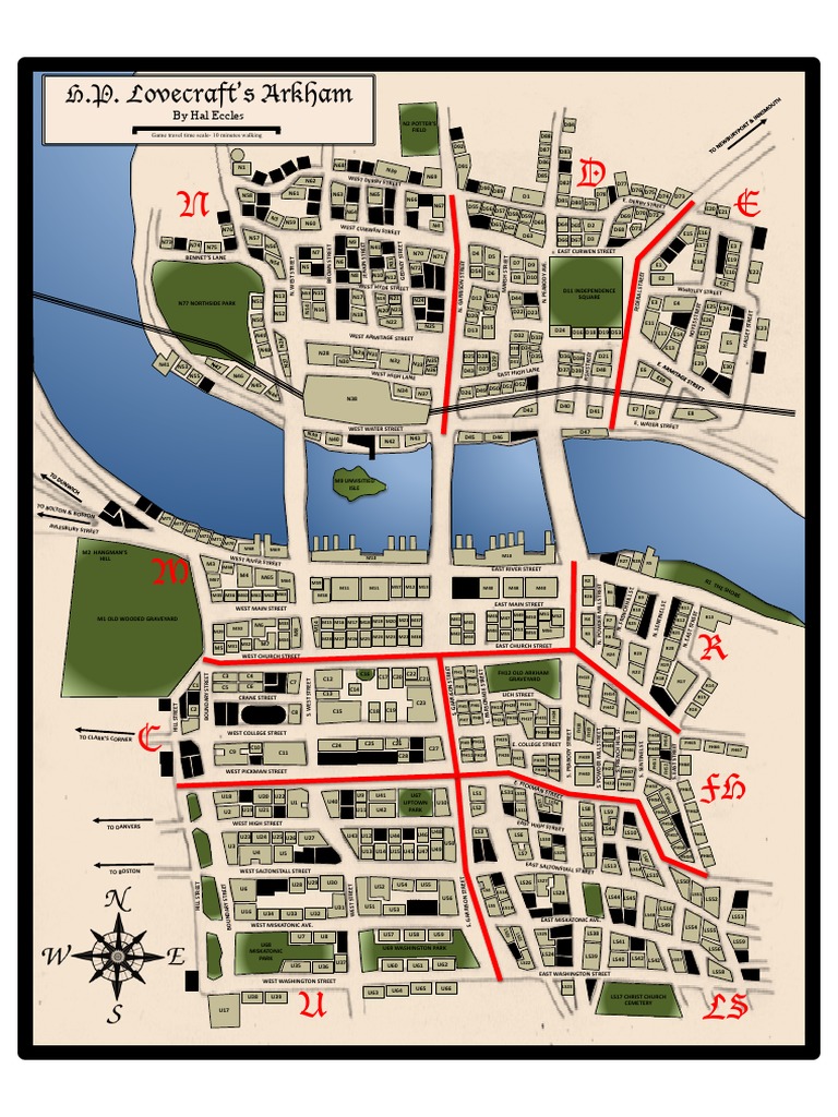 H.P. Lovecraft's Detailed Map of Arkham: A Guide to Navigating the New ...
