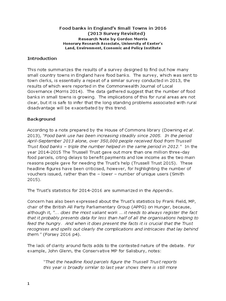 Foodbank Survey Revisited | PDF | Food Bank | Survey Methodology