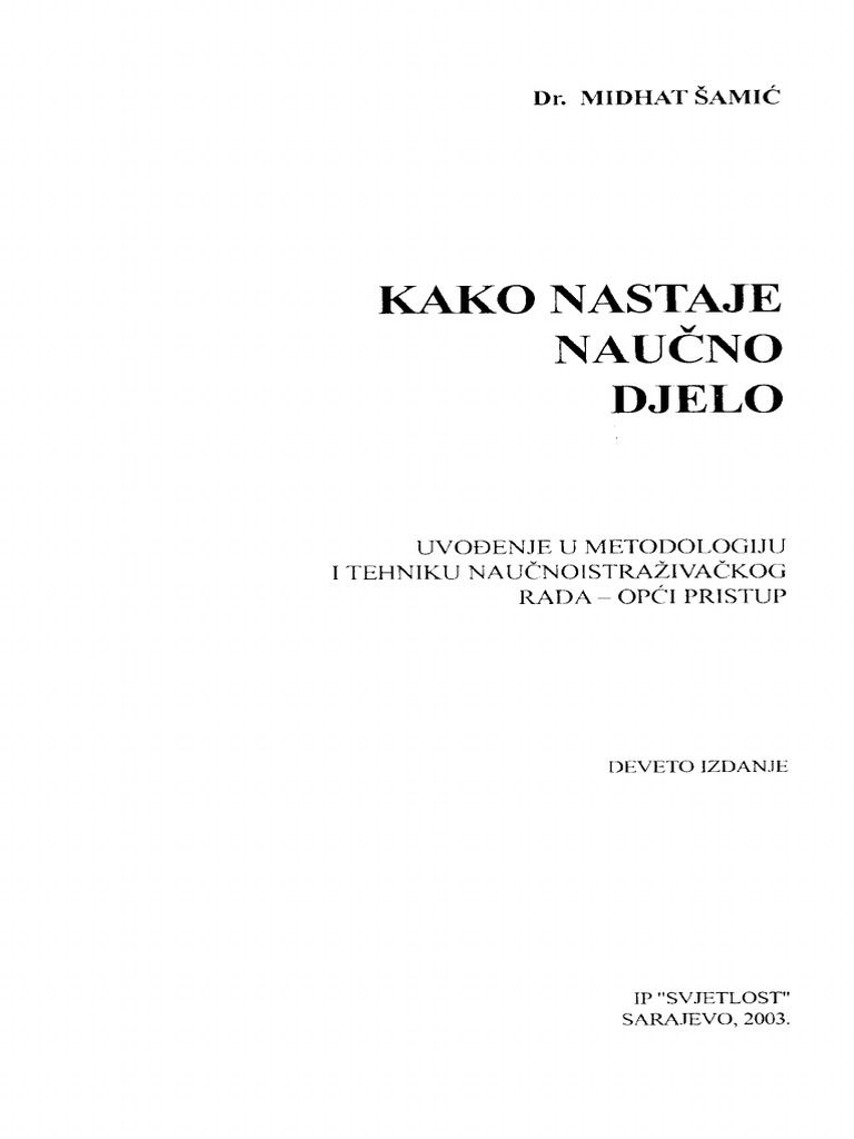 Midhat Šamić KAKO NASTAJE NAUČNO DJELO PDF | PDF