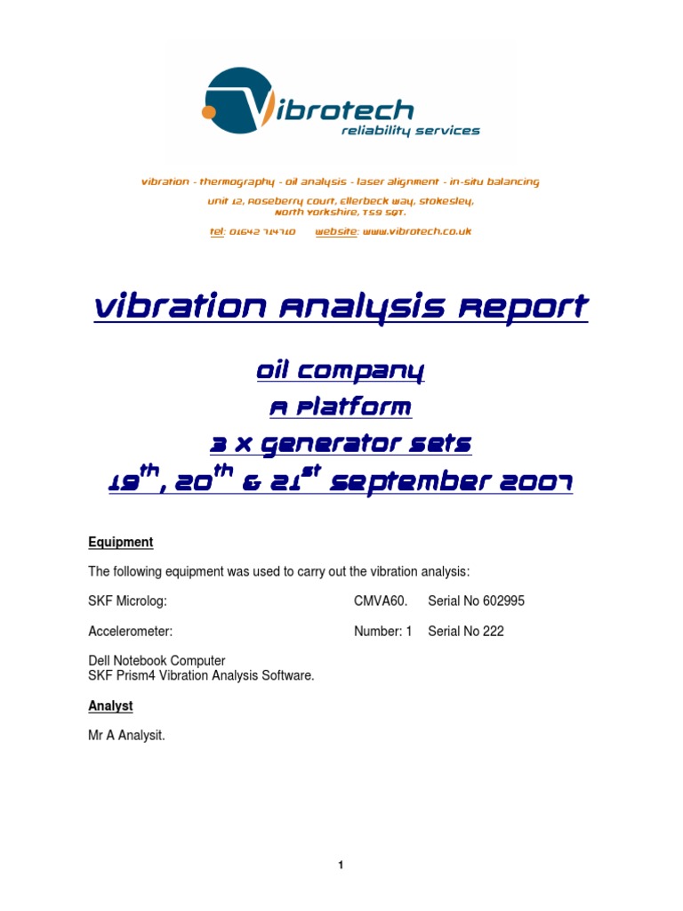Vibration Analysis Report for Generators | PDF | Frequency | Motion ...