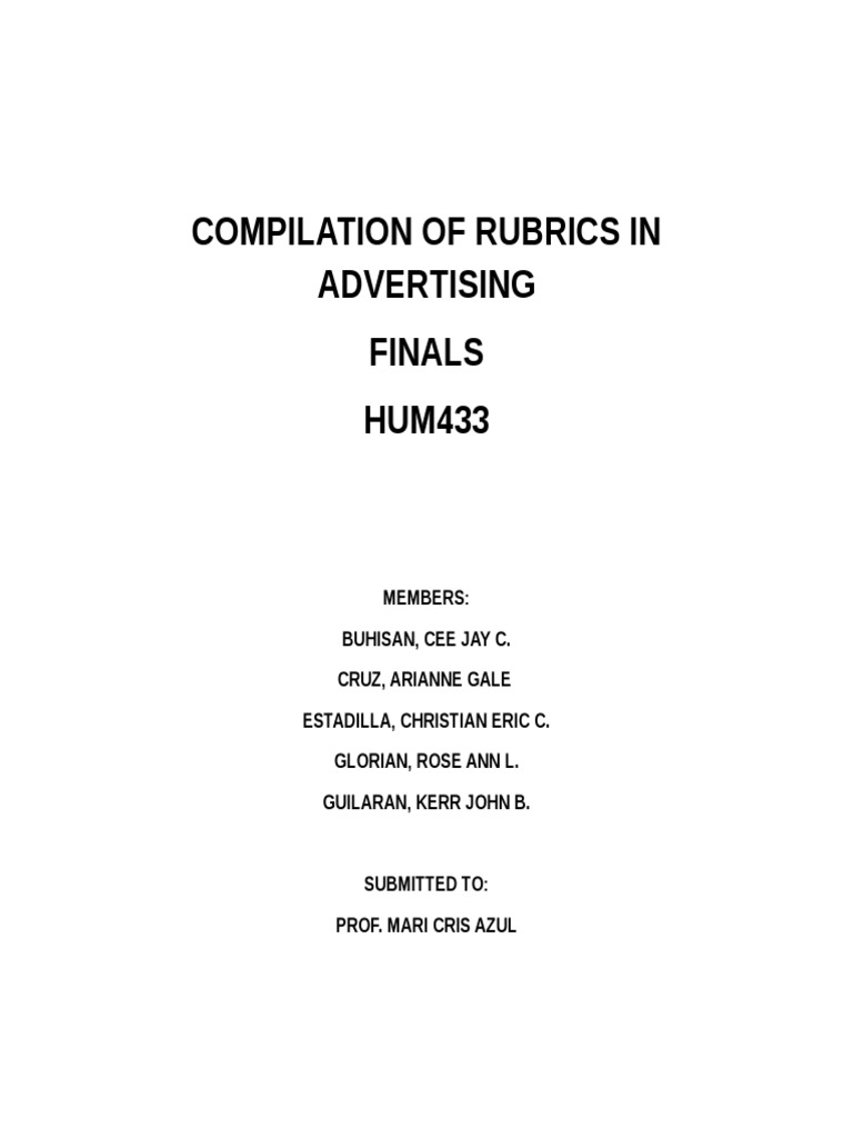 Rubrics Commercials | PDF | Rubric (Academic) | Advertising