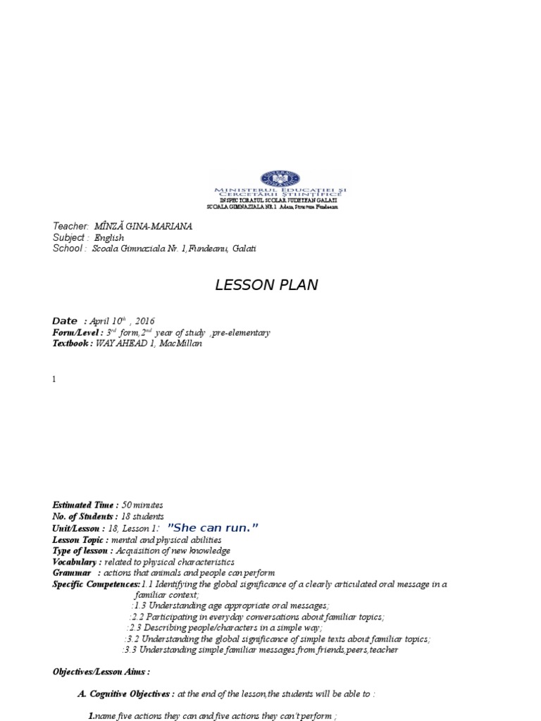 Lesson Plan Cls 3 | PDF | Language Education | Teachers