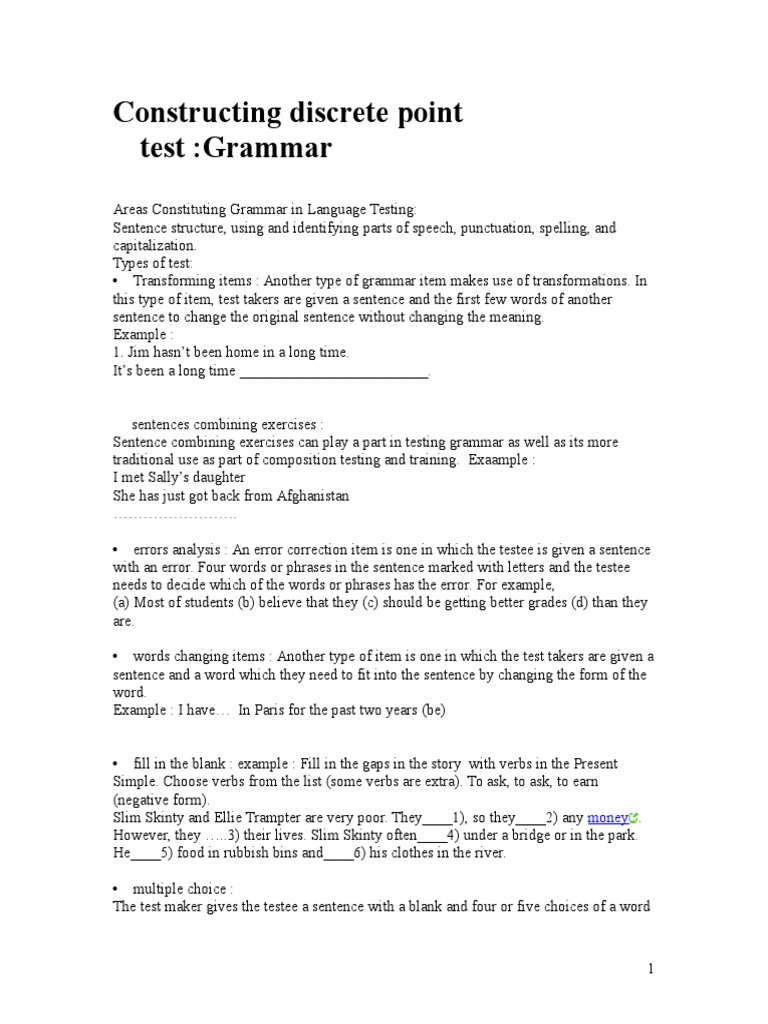 Constructing Discrete Point Test | PDF | Question | Multiple Choice