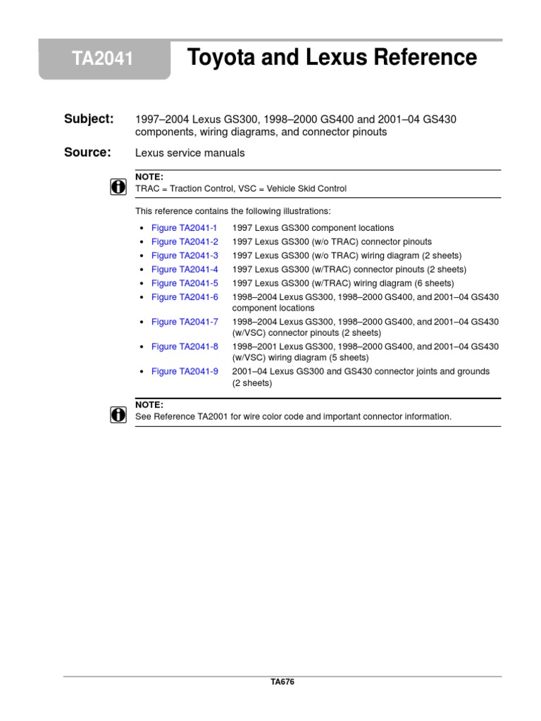 2004 GS-300 Wiring Diagrams | PDF | Lexus | Electrical Connector