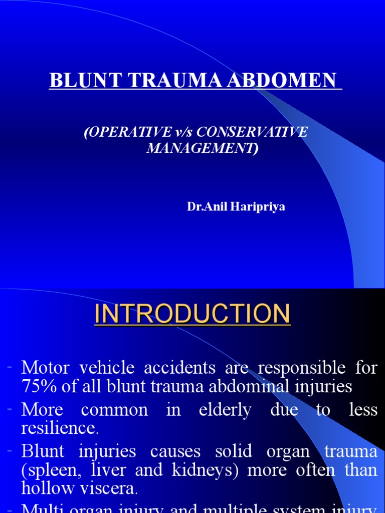 Blunt Trauma Abdomen | PDF | Major Trauma | Medical Specialties