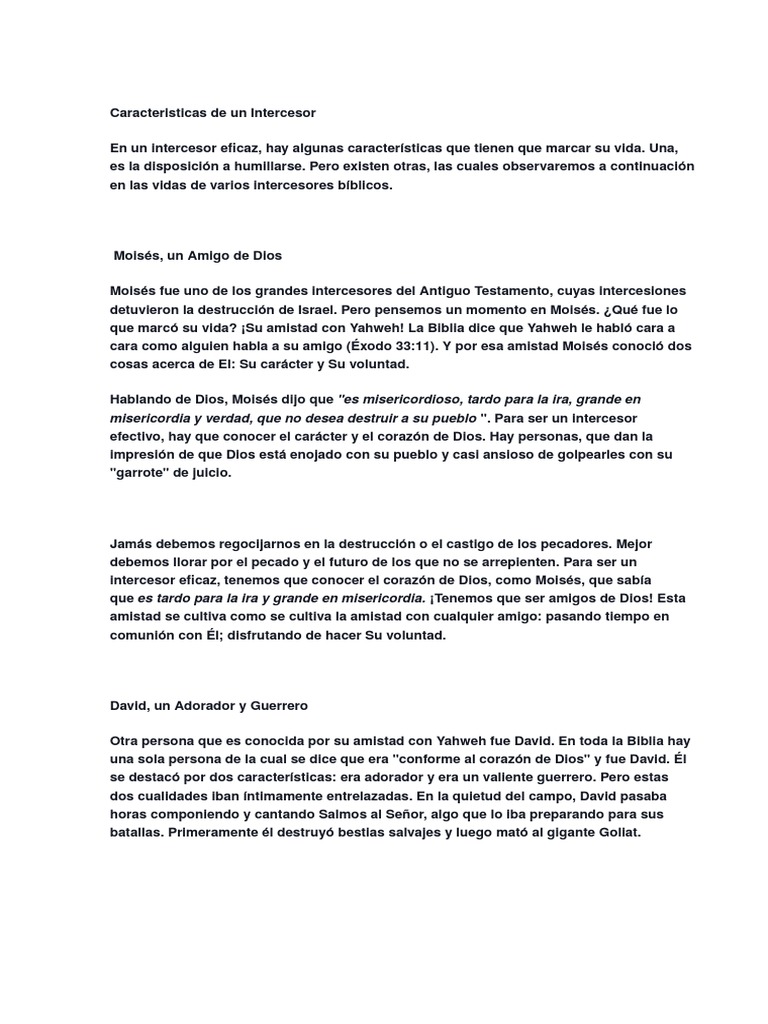Caracteristicas de Un Intercesor | PDF | Libro de Ester | Moisés