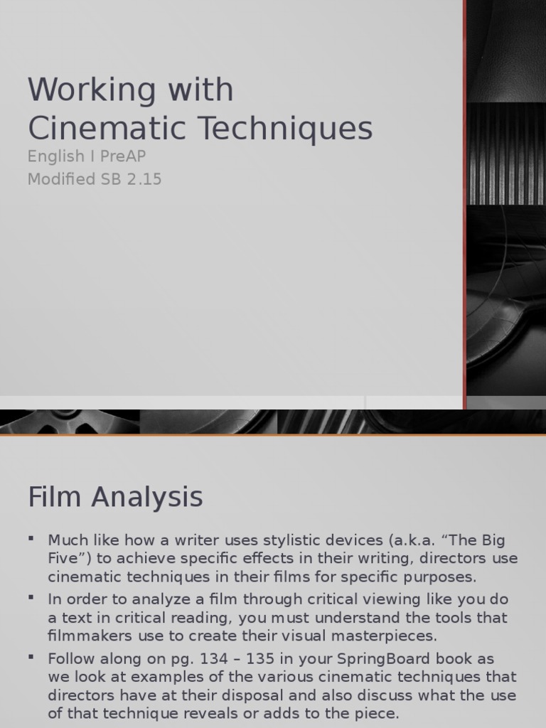Cinematic Techniques Terms and Examples | PDF | Camera | Leisure