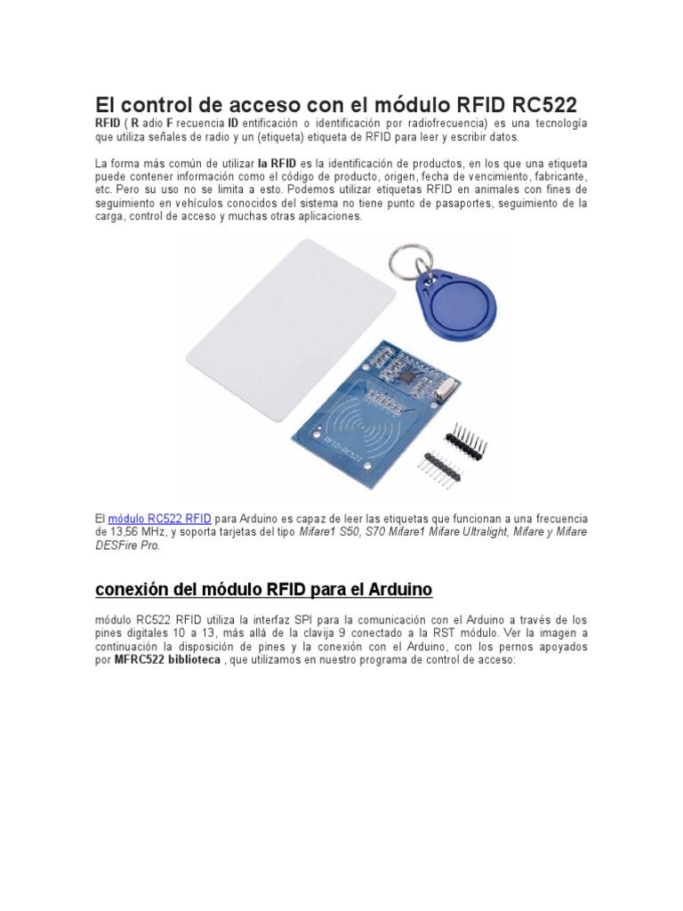 El Control de Acceso Con El Módulo RFID RC522 | PDF | Identificación de ...