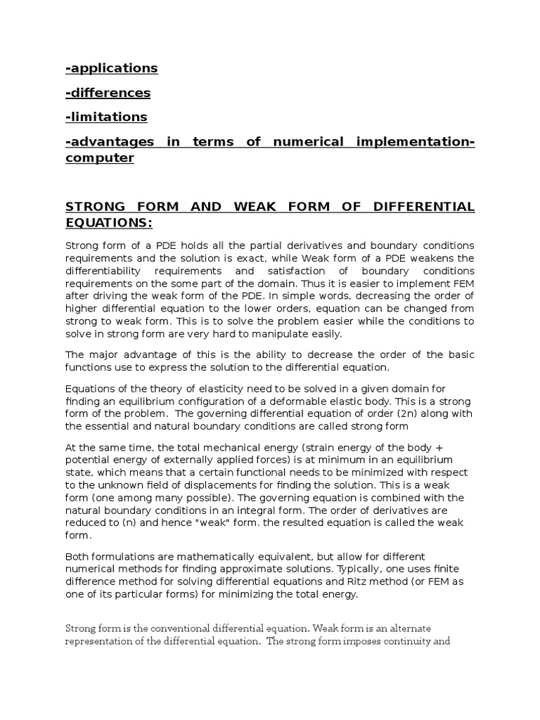 Strong Form and Weak Form | PDF | Partial Differential Equation | Finite Element Method