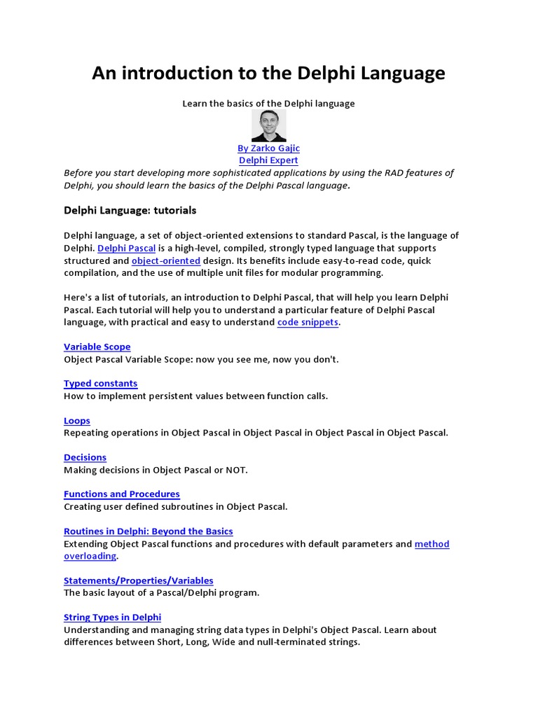 An Introduction To The Delphi Language Array Data Structure Subroutine Free 30 Day Trial 
