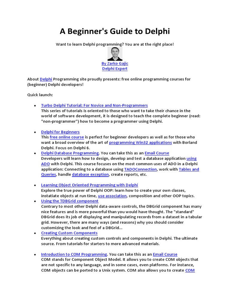 A Beginner's Guide To Delphi | PDF | Digital Technology | Computer ...