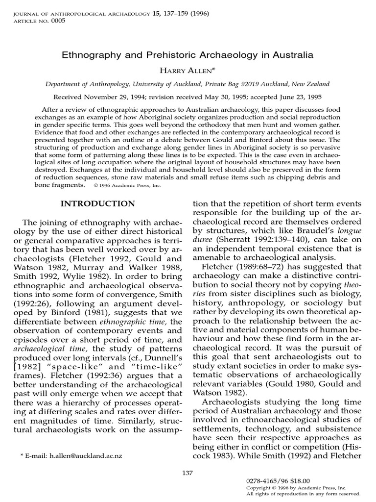 Allen1996 - Etnography and Prehistoric Archaelogy in Australia | PDF ...