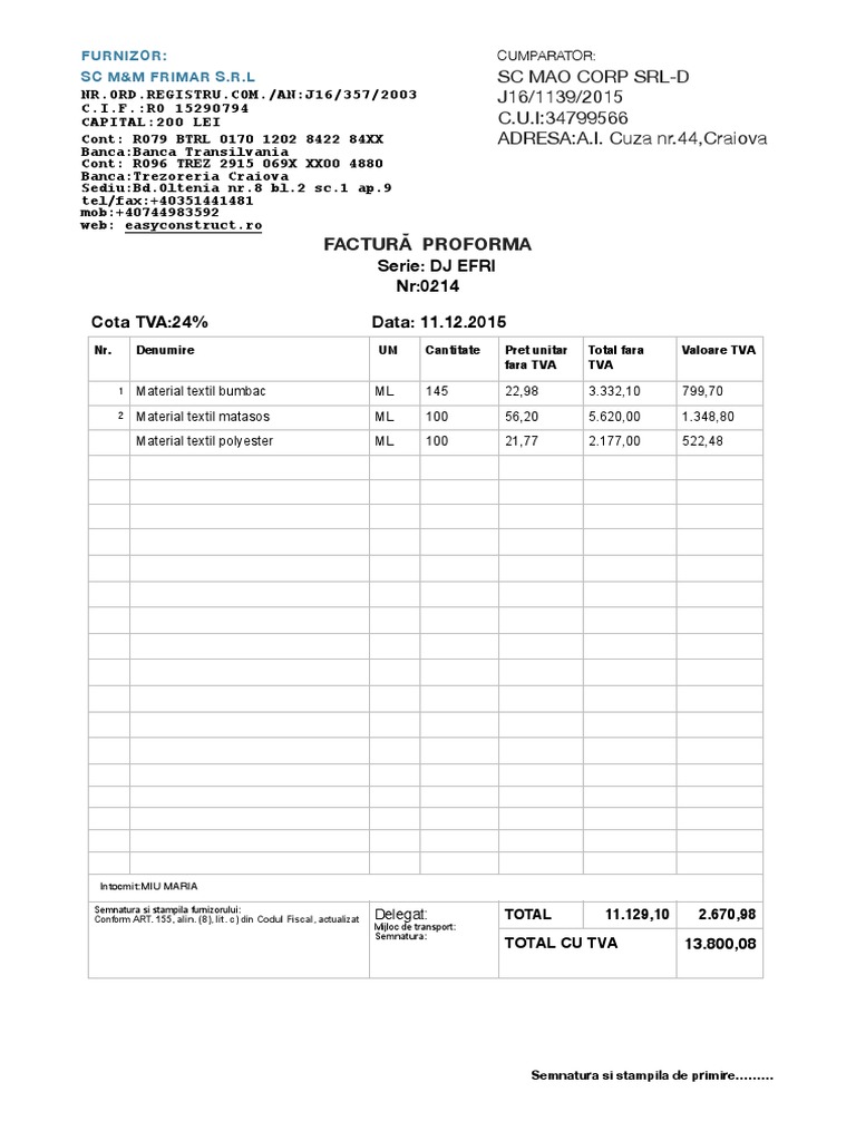 Factura Proforma | PDF | Business | Technology & Engineering