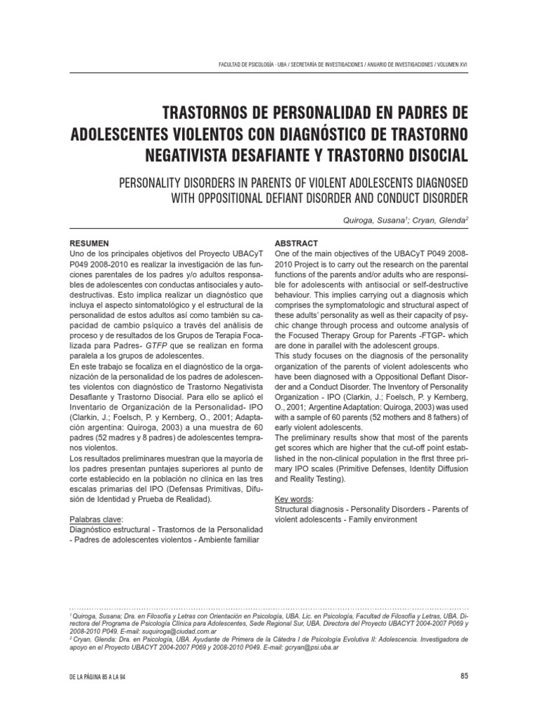 Estilos de Personalidad y Desadaptación Social Durante La Adolescencia ...