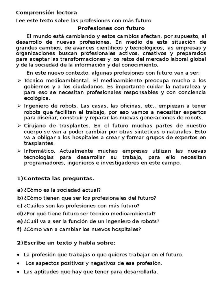Profesiones del Futuro y su Relevancia | PDF