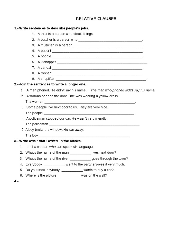 Relative Clauses Exercises and Activities | PDF