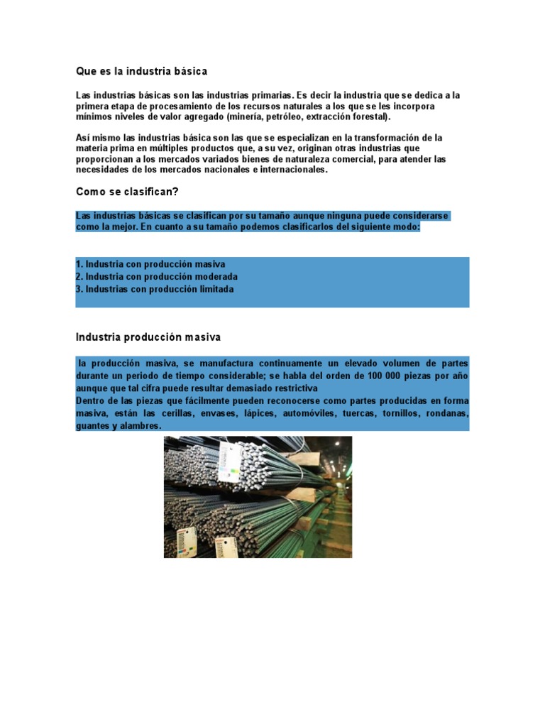 Que Es La Industria Básica | PDF | Industrias | Minería