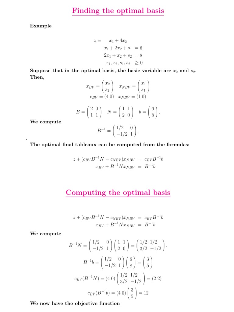 Finding The Optimal Basis | PDF | Applied Mathematics | Teaching ...