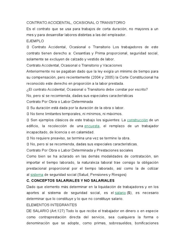 Contrato Accidental. | PDF | Salario | Derecho laboral
