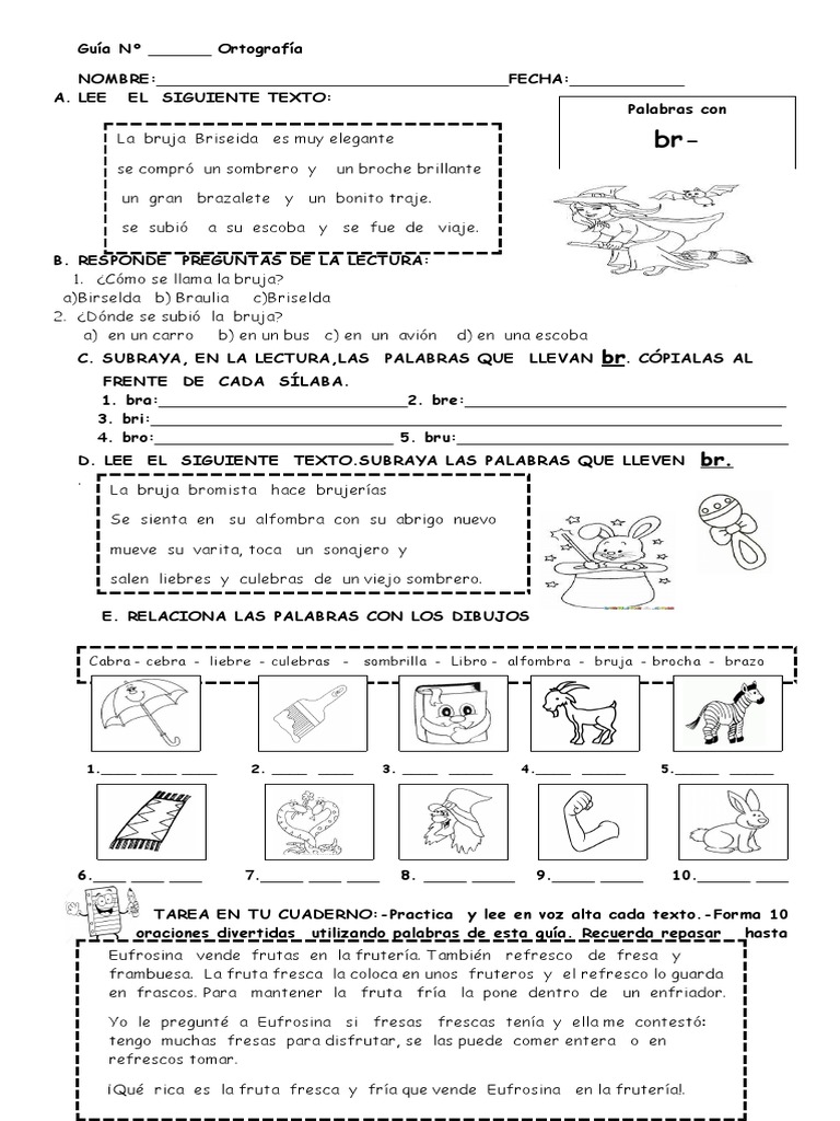 Guía de Ortografía: Sonidos "br" y "fr" | PDF
