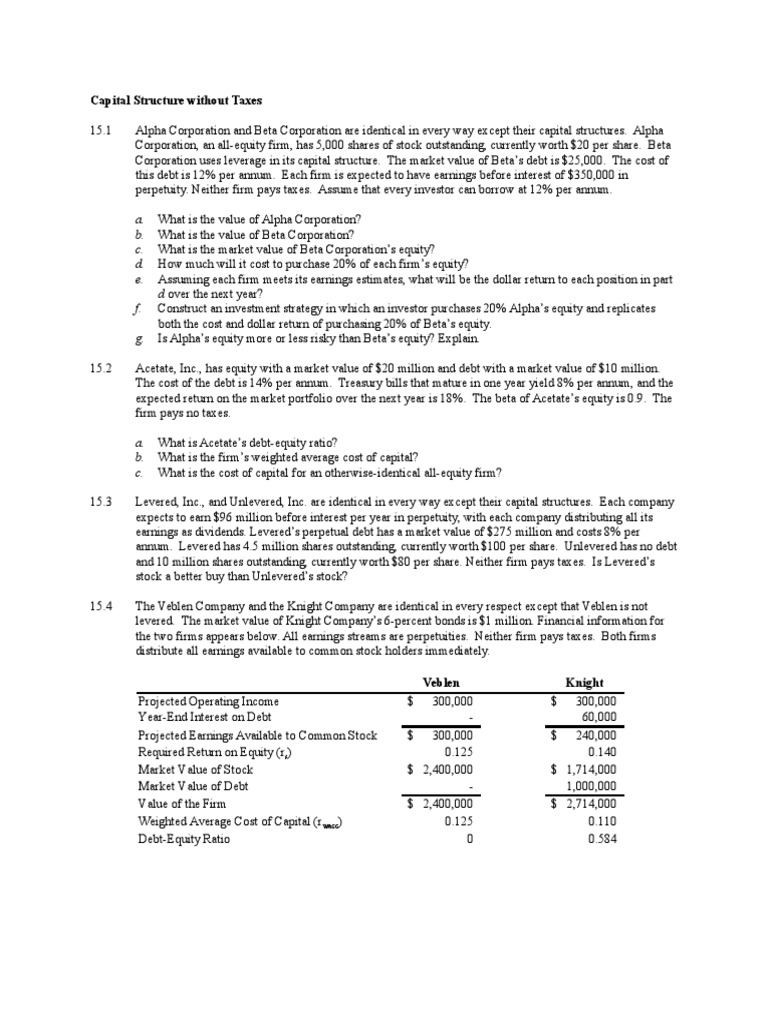 Chapter 15 Questions V1 | Download Free PDF | Cost Of Capital | Capital ...