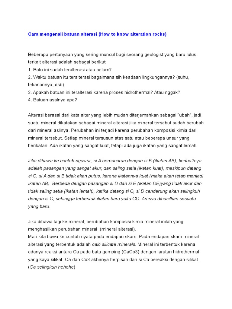 Cara Mengenali Batuan Alterasi | PDF
