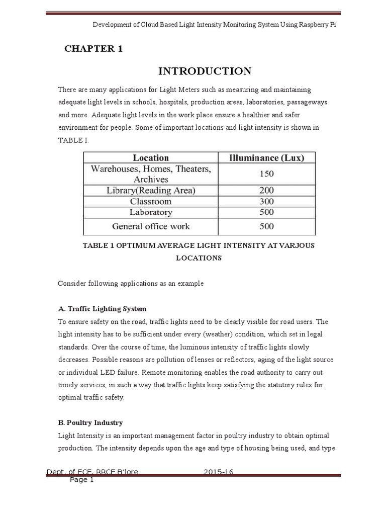 Real Time Light Intensity Monitoring Using Raspberry Pi Report | PDF ...
