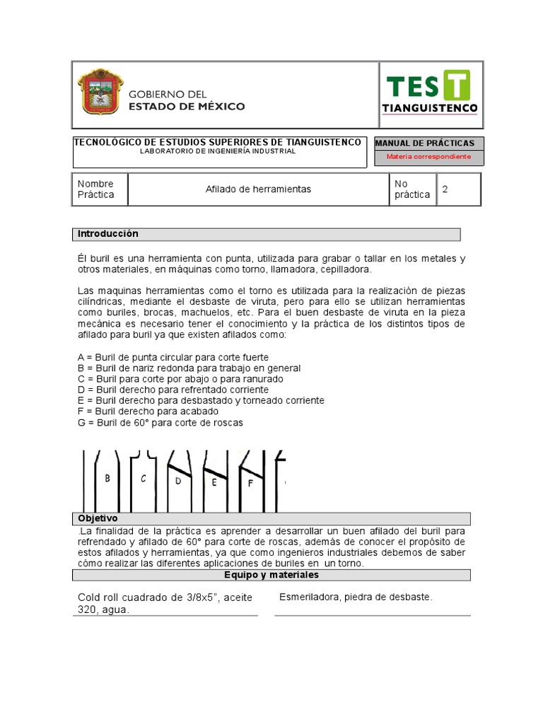 Estructura de Practicas de Laboratorio | PDF | Herramientas | Industrias