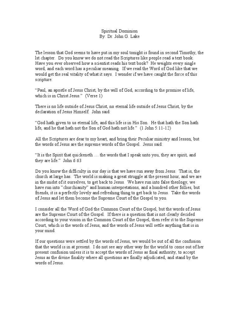 Spiritual Dominion | PDF | God The Father | Jesus