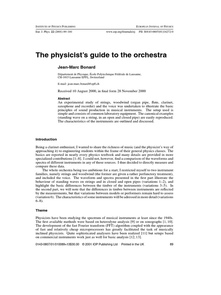 Physics and Musical Instruments | PDF | Pitch (Music) | String Instruments
