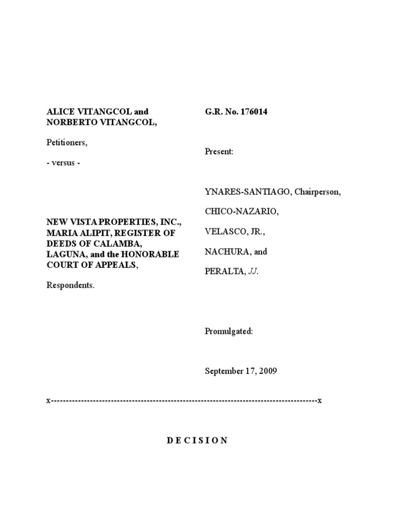 Vitangcol Vs New Vista Properties | PDF | Pleading | Complaint
