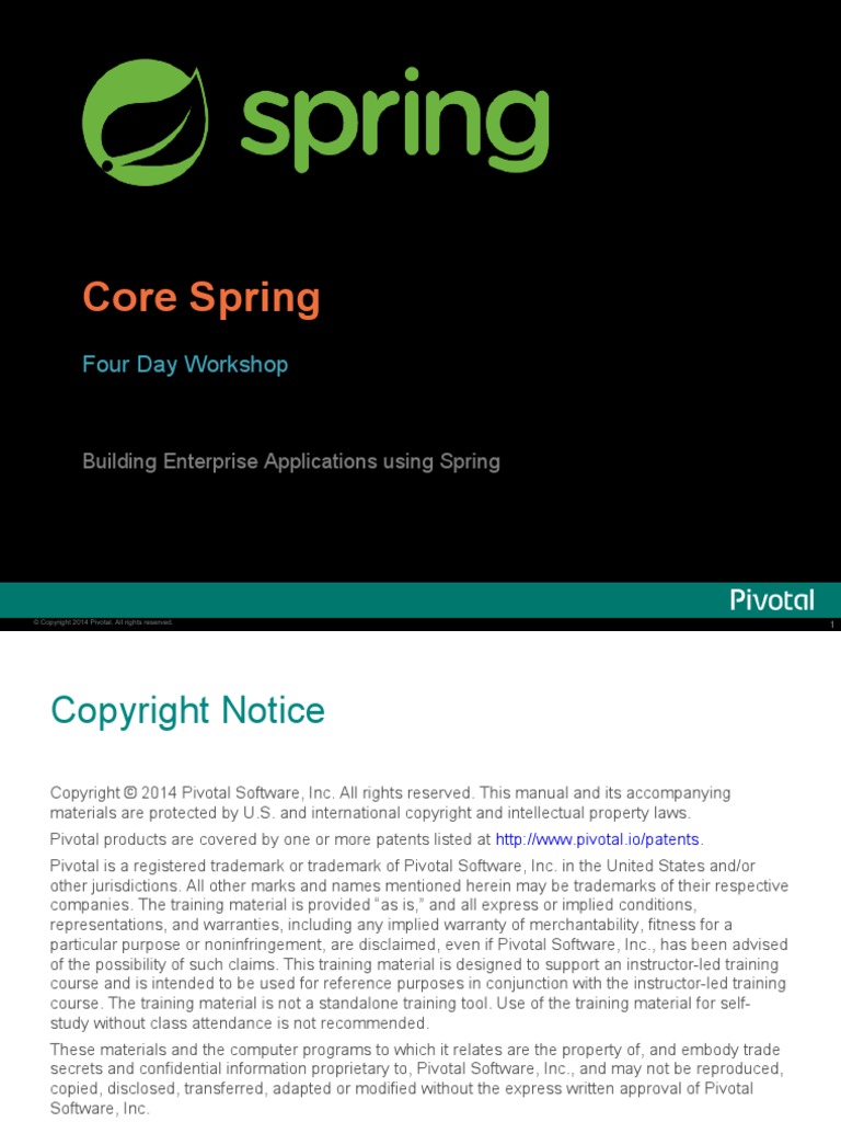 Spring Core Handout | PDF | Enterprise Java Beans | Spring Framework