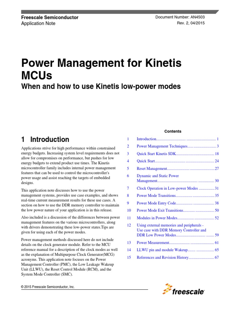 AN4503.Power Management For Kinetis | PDF | Microcontroller | Arm Architecture