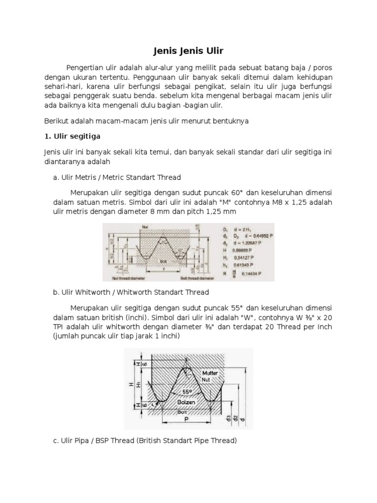 Jenis Jenis Ulir | PDF