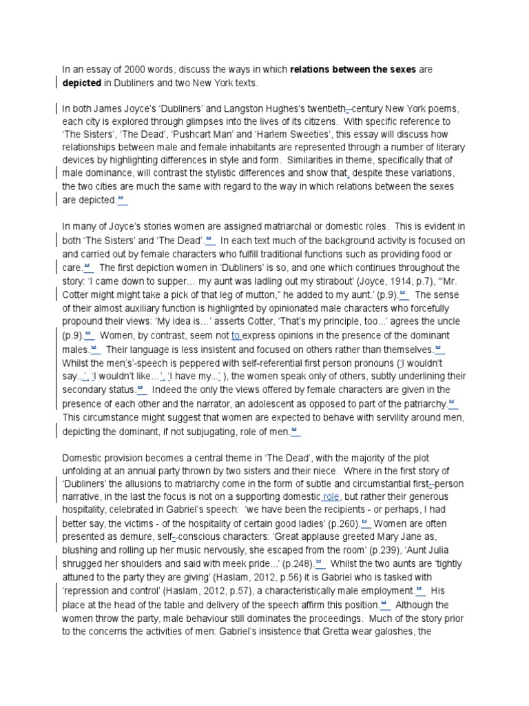 Representations of Women in James Joyce's Dubliners and Langston Hughes ...