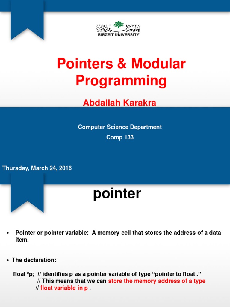 Pointers & Modular Programming | PDF | Pointer (Computer Programming) | Variable (Computer Science)