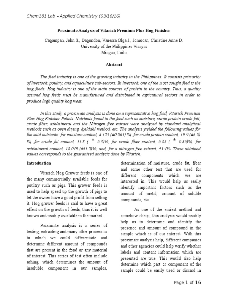 Proximate Analysis | Dietary Fiber | Nutrition
