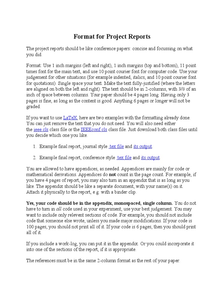 Format For Project Reports | PDF | Te X | Typefaces