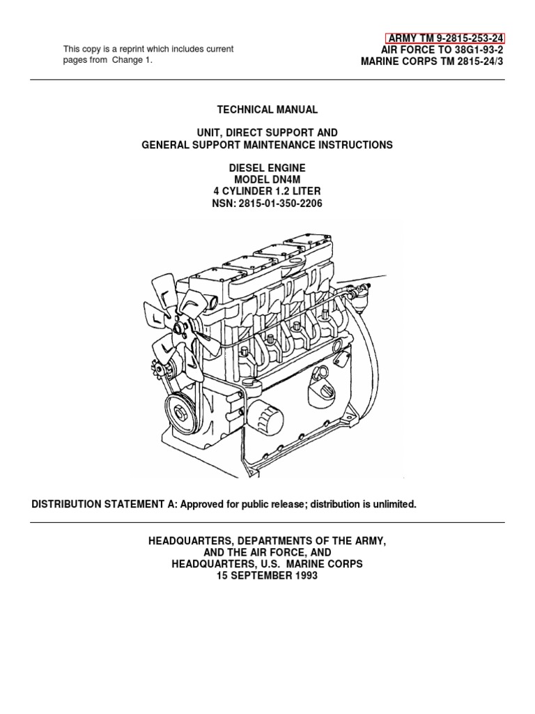 MEP 803A Onan Engine DN4M TM 9 2815 253 24 PDF | PDF | Internal ...