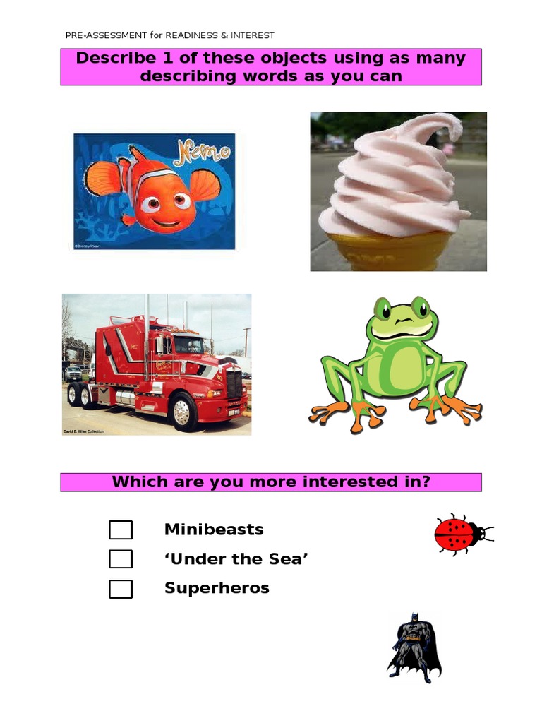 Pre-Assessment for Student Interest | PDF | Career & Growth | Language ...