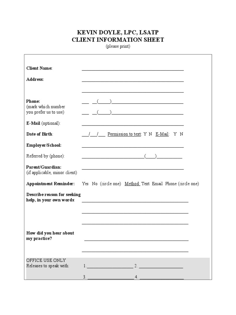 Initial Client Paperwork 1-16 | PDF | Health Insurance Portability And ...